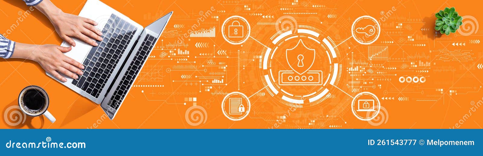 Cyber Security Theme with Person Using a Laptop Stock Image - Image of ...