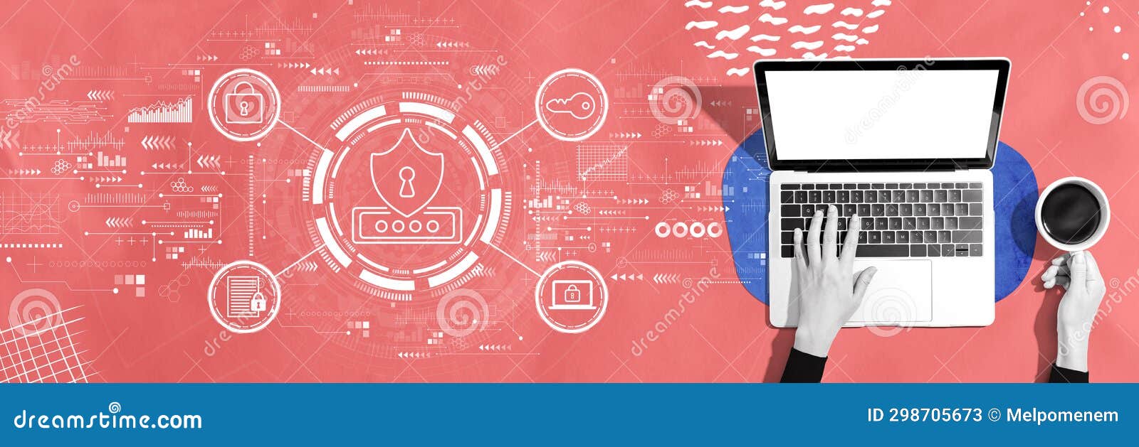 Cyber Security Theme with Person Using a Laptop Stock Image - Image of ...