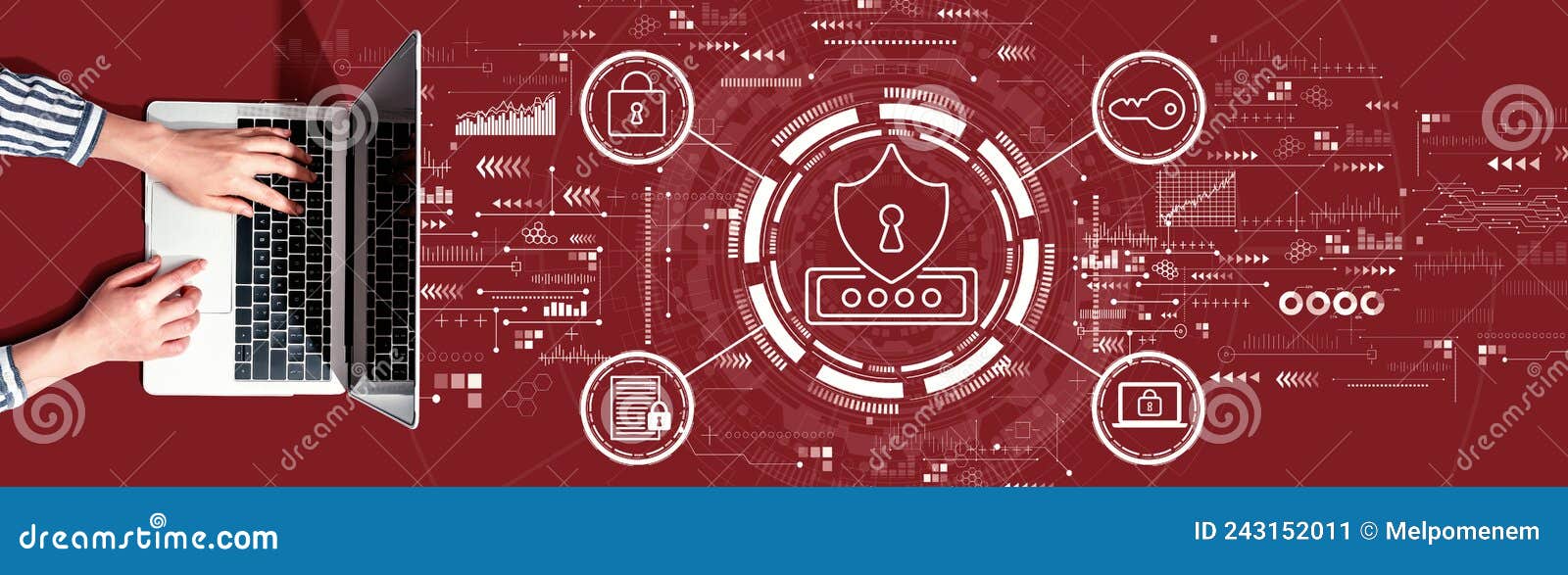 Cyber Security Theme with Person Using a Laptop Stock Image - Image of ...