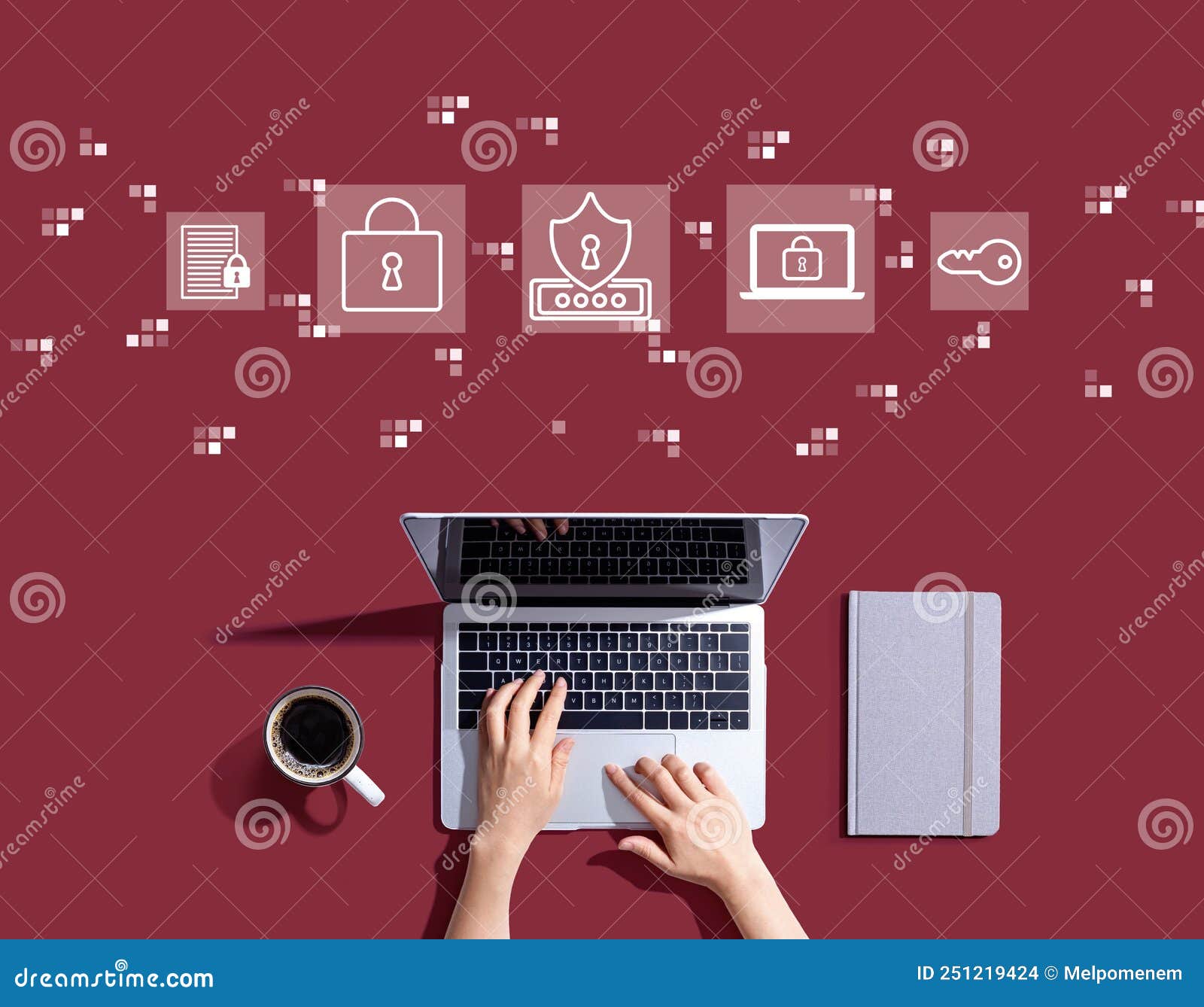 Cyber Security Theme with Person Using a Laptop Stock Photo - Image of ...