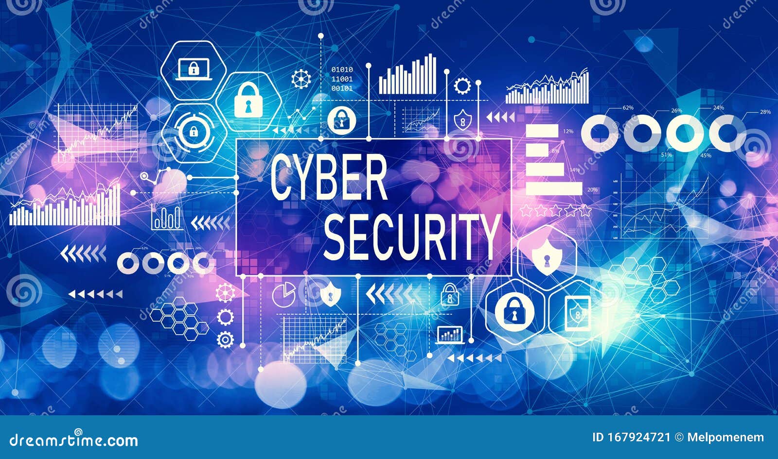 Cyber Security Theme with Technology Light Background Stock ...