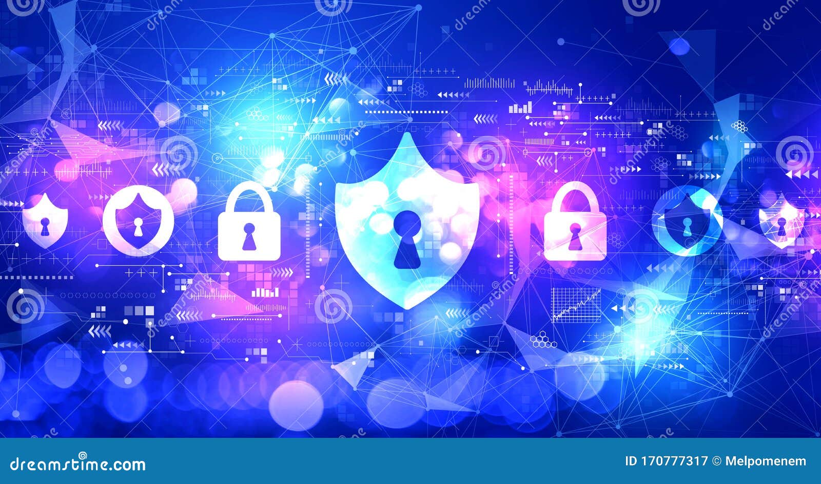 Cyber Security Theme with Technology Light Background Stock ...