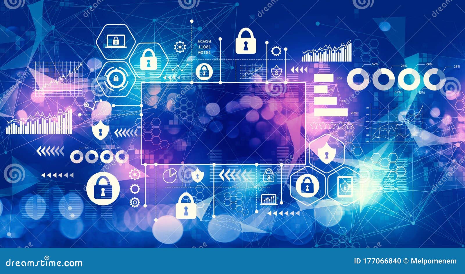 Cyber Security Theme with Technology Light Background Stock ...