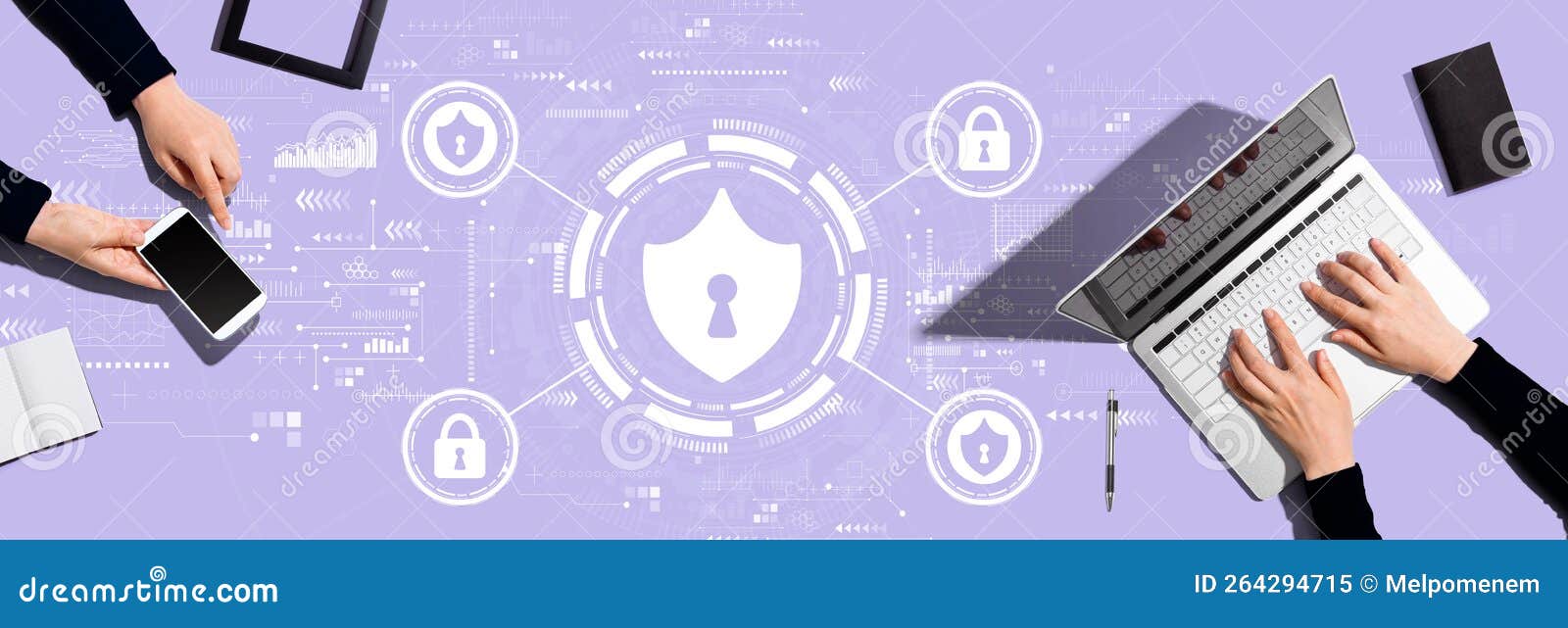 Cyber Security Theme with People Working Together Stock Image - Image ...