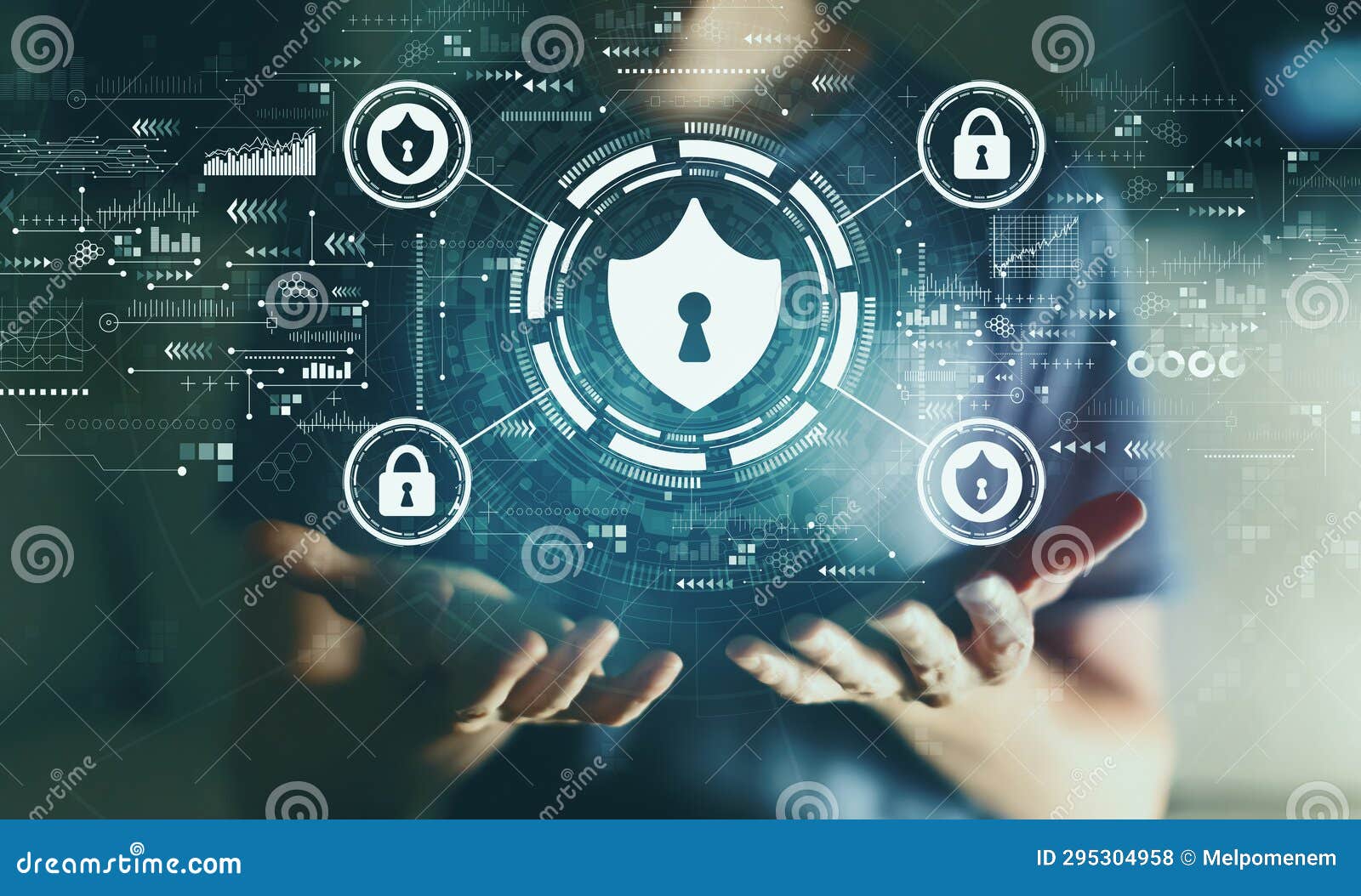 Cyber Security Theme with Young Man Stock Photo - Image of computer ...