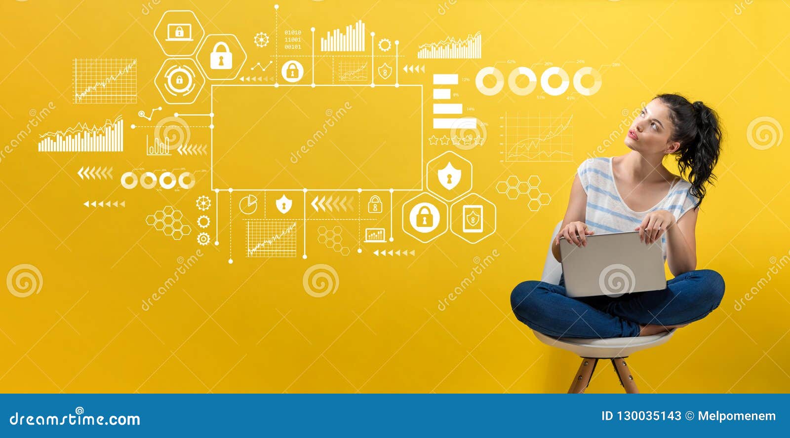 Cyber Security Themes with Woman Using a Laptop Stock Image - Image of ...