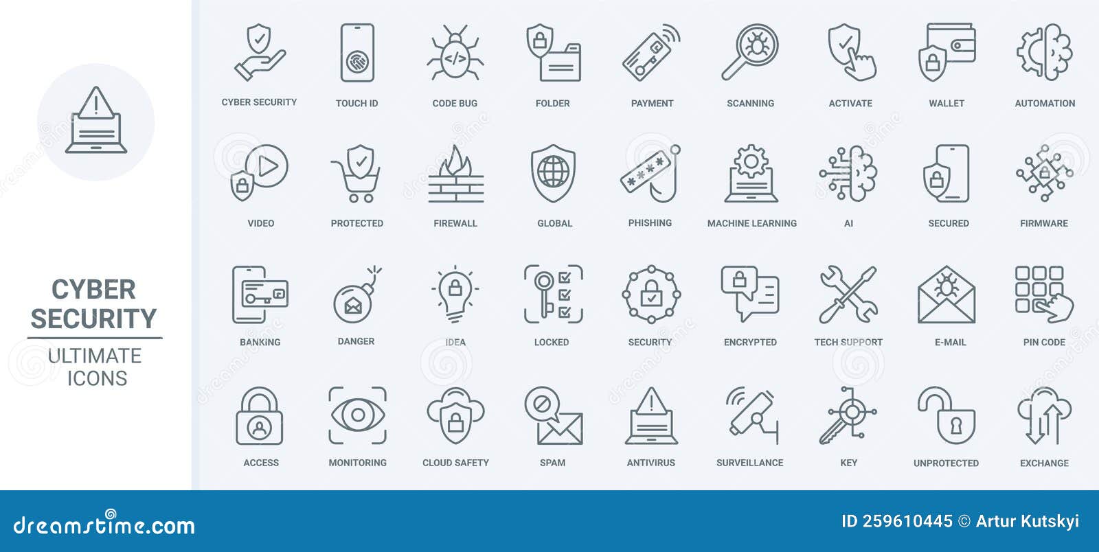 Ssl Security Thin Line Icon Certificate Protected Vector Illustration
