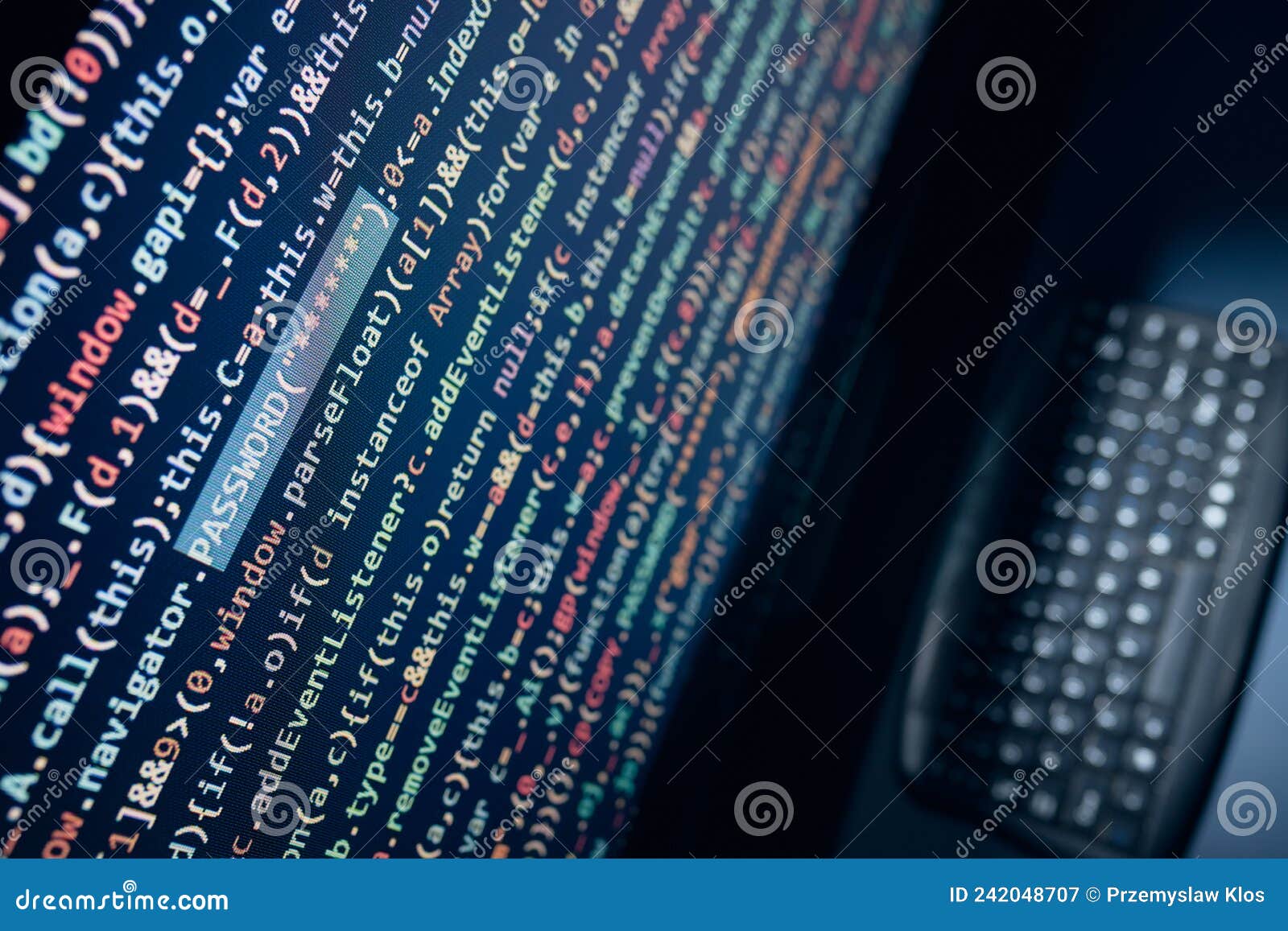 Cyber Security Threat. Computer Screen with Programming Code. Internet ...