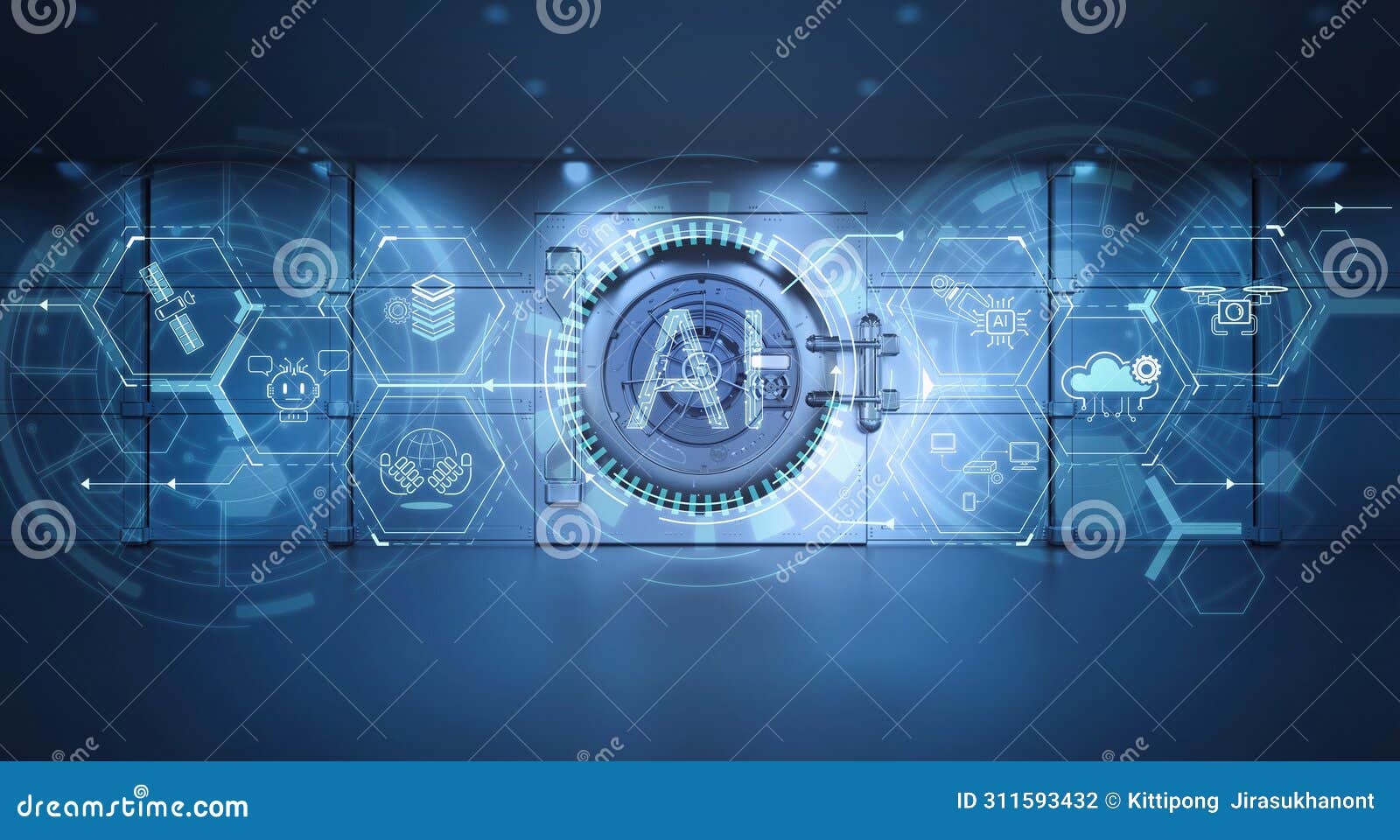 Cyber Security with Vault Door and Ai Technology Network Stock ...