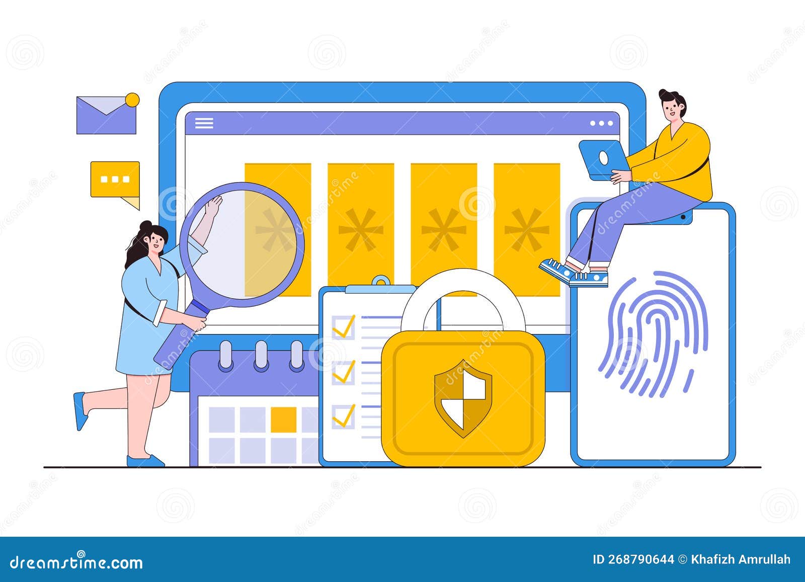 Cyber Security Vector Illustration Concept With Characters Data