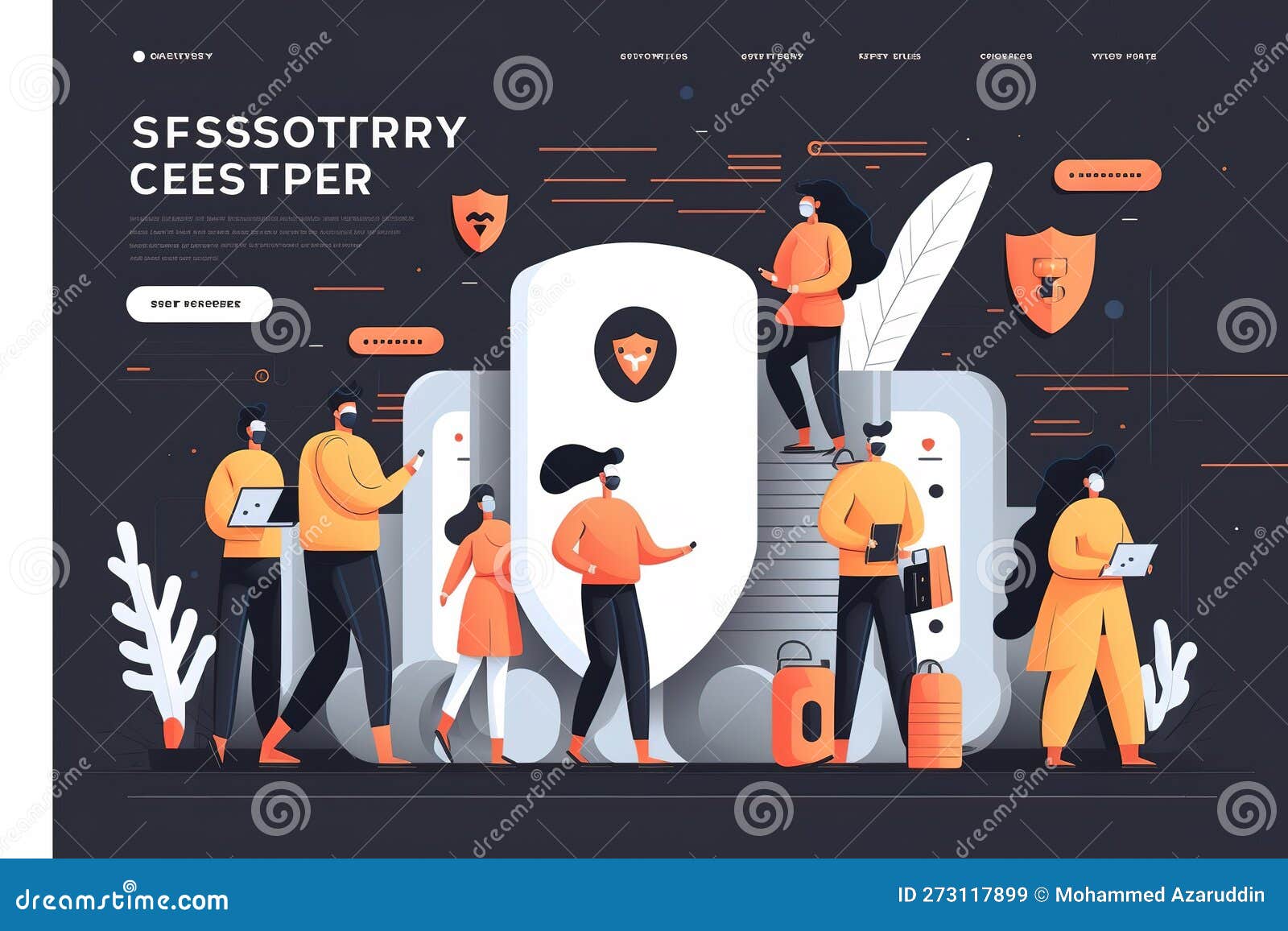 Cyber Security Vector Illustration Concept With Characters Data