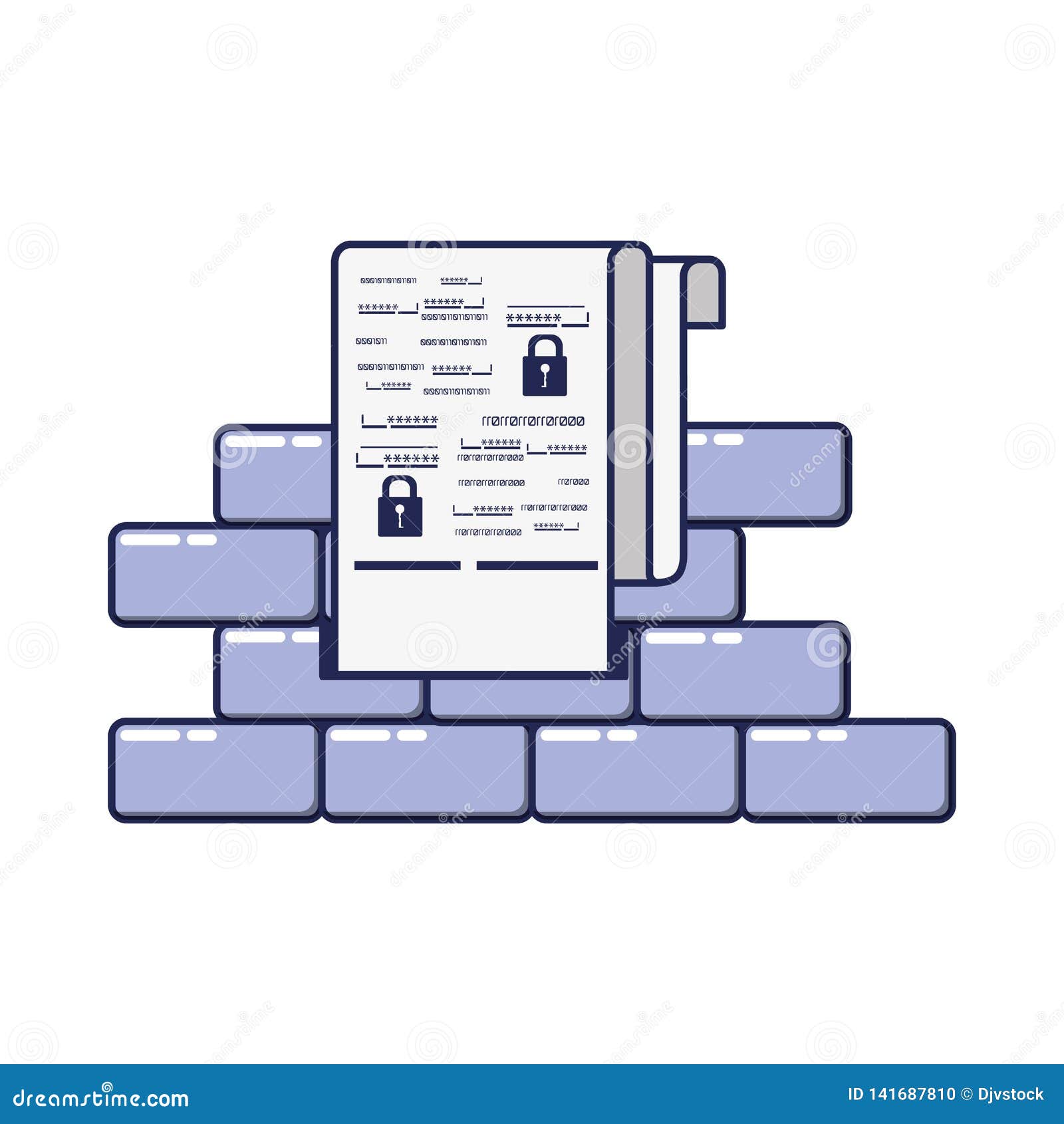 Cyber Security Wall with Documents Stock Vector - Illustration of ...