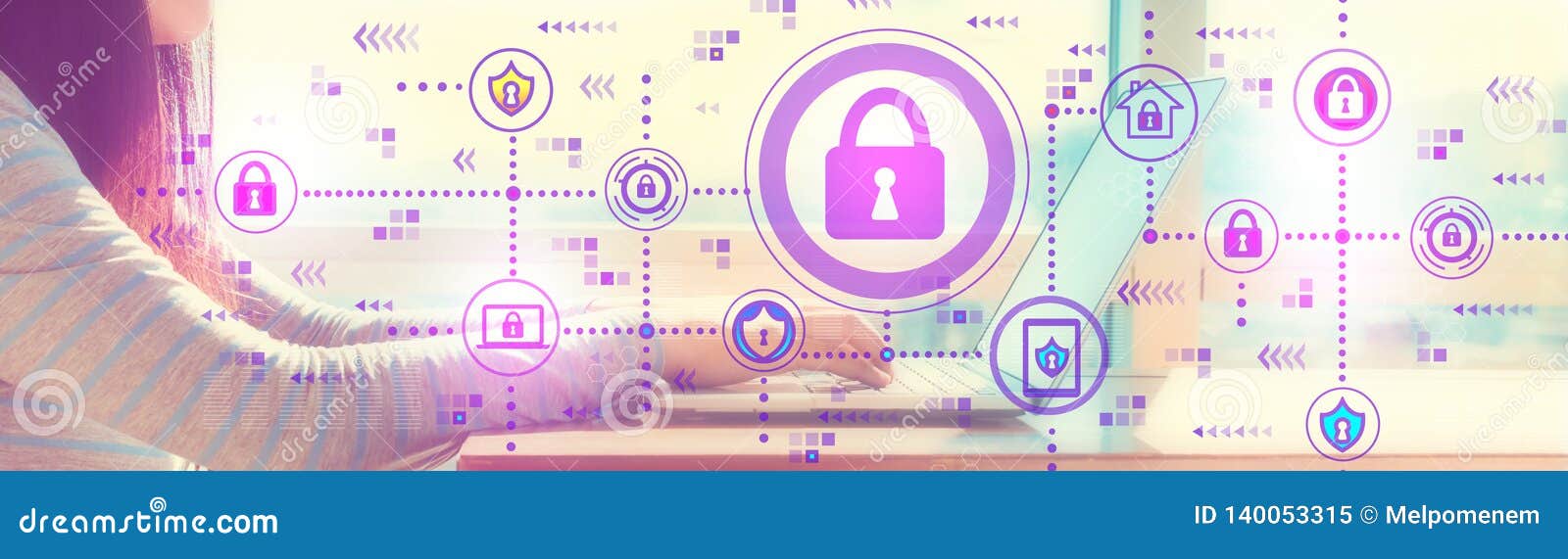 Cyber Security with Woman Working on a Laptop Stock Image - Image of ...