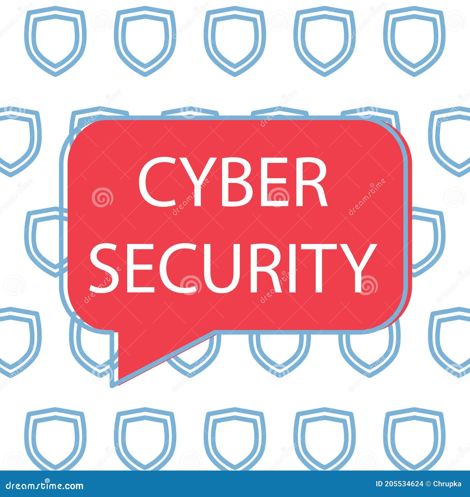 Cyber Security Written in Bubble Speech on Shield Pattern Stock Vector ...