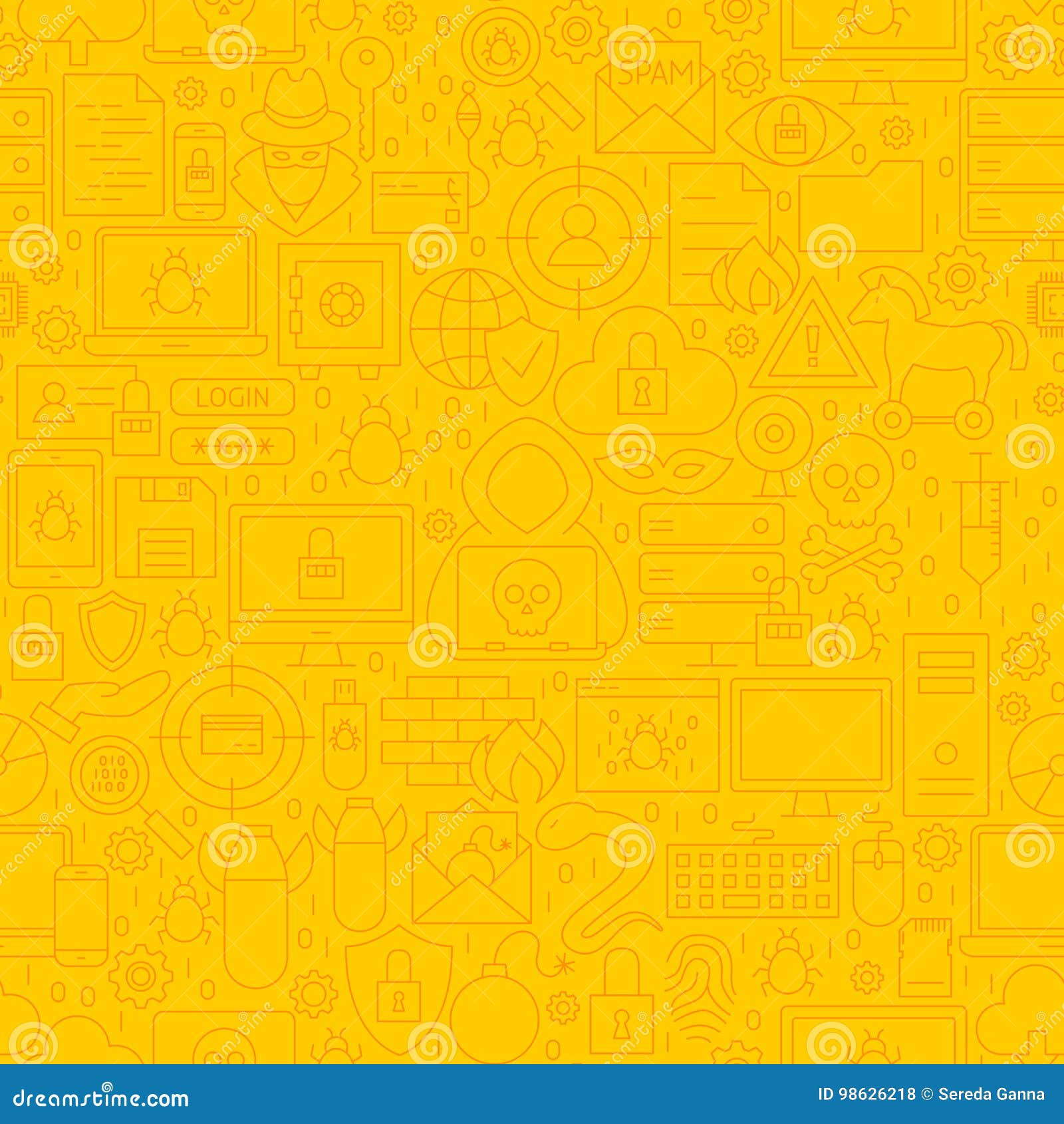 Cyber Security Yellow Line Pattern Stock Vector - Illustration of ...