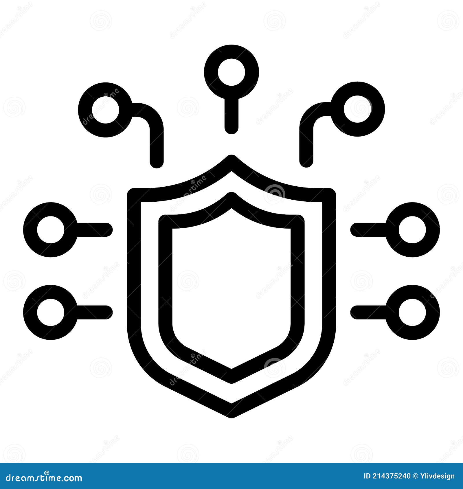 Cyber Shield Icon, Outline Style Stock Vector - Illustration of safety ...