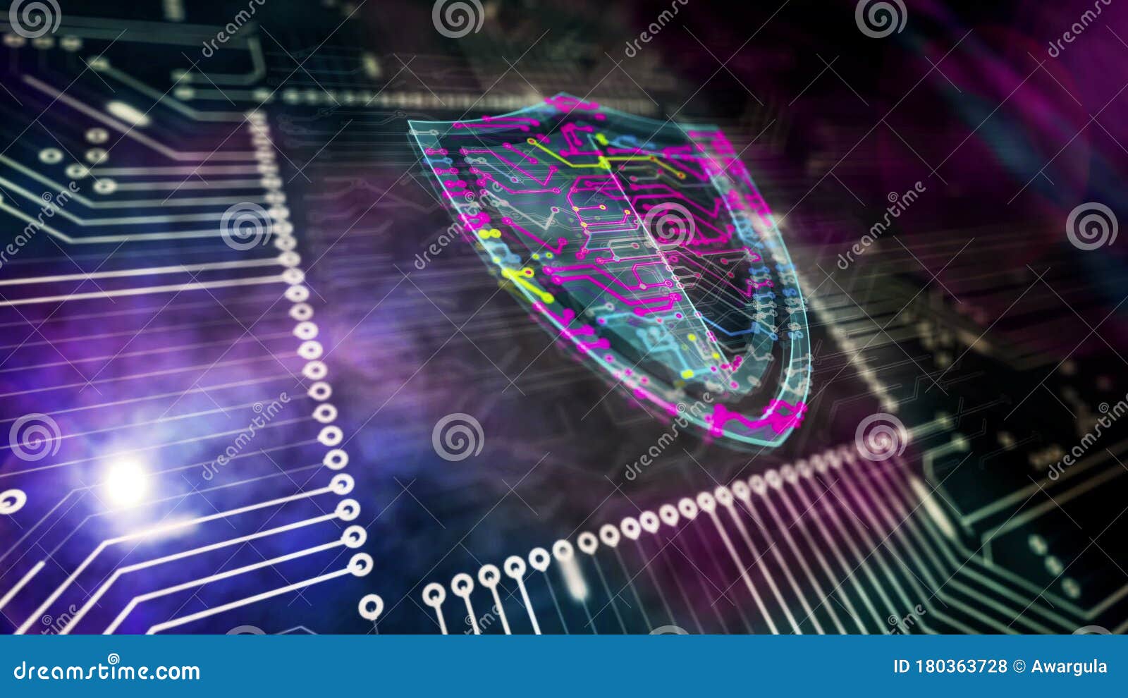 Cyber Shield Symbols Loopable 3d Animation Stock Footage - Video of ...
