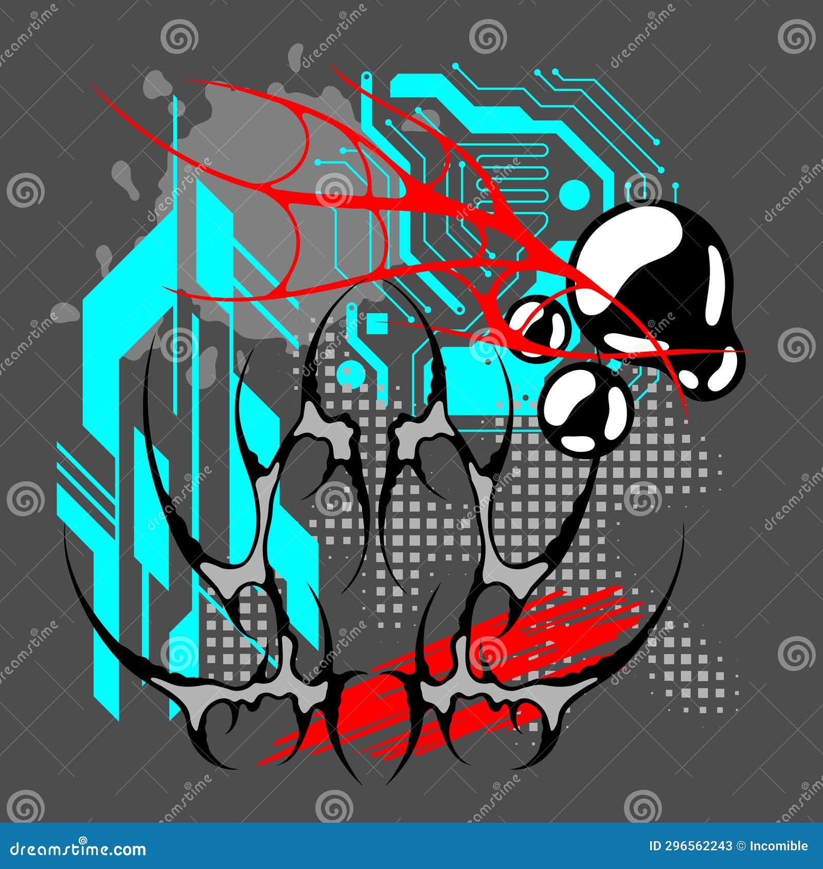 Cyber Sigilism Background. Neo Tribal Gothic Style Shape. Cartoon ...