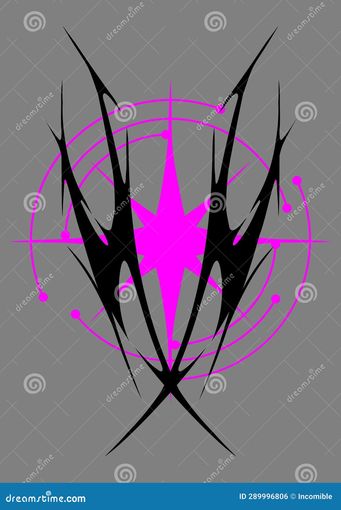 Cyber Sigilism Poster. Neo Tribal Gothic Style Shape. Cartoon Vector ...