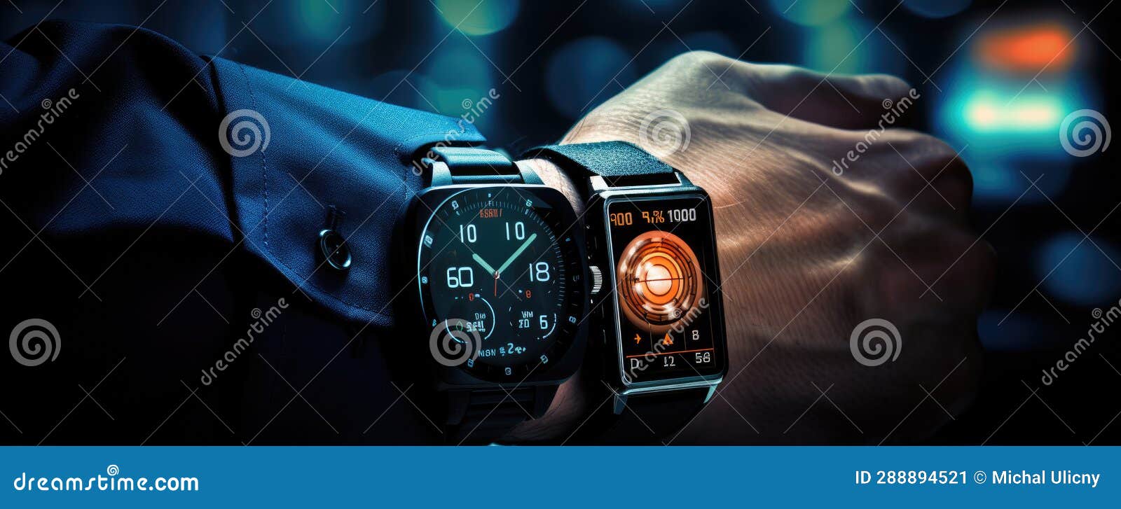 Cyber Smart Watch Security on Hand. Future Watches Design. Banner Stock ...