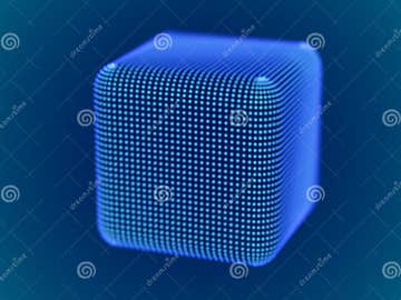 Cyber Space Concept: 3d Digital Cube Consisting of Glowing Particles ...