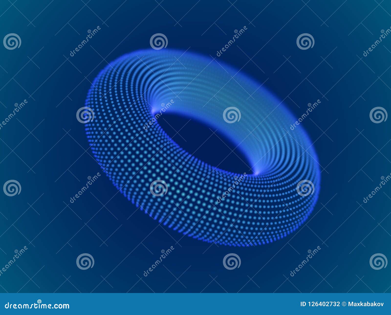 Cyber Space Concept: 3d Digital Torus Consisting of Glowing Particles. Stock Vector ...