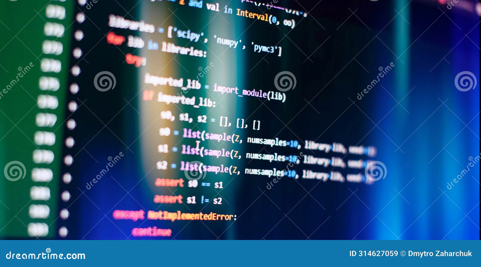 Cyber Space Concept. Programming Code on Computer Screen , Abstract Screen of Software Developer ...