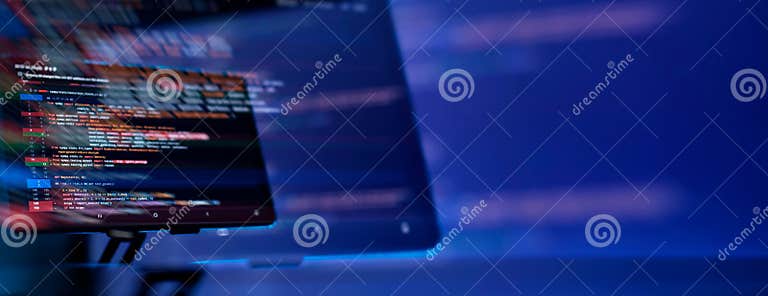 Cyber Space Concept Programming Code On Computer Screen Abstract Screen Of Software Developer 