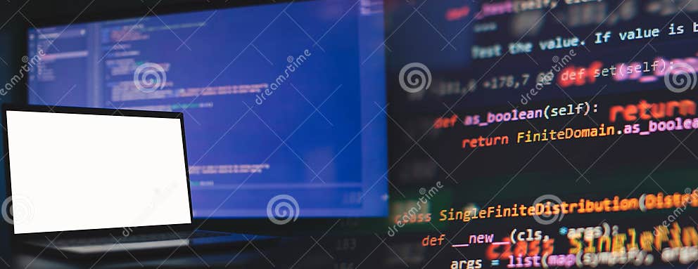 Cyber Space Concept Programming Code On Computer Screen Abstract