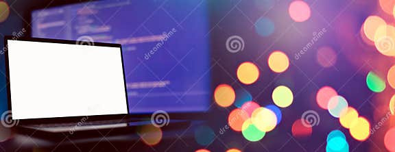 Cyber Space Concept. Programming Code on Computer Screen , Abstract Screen of Software Developer ...