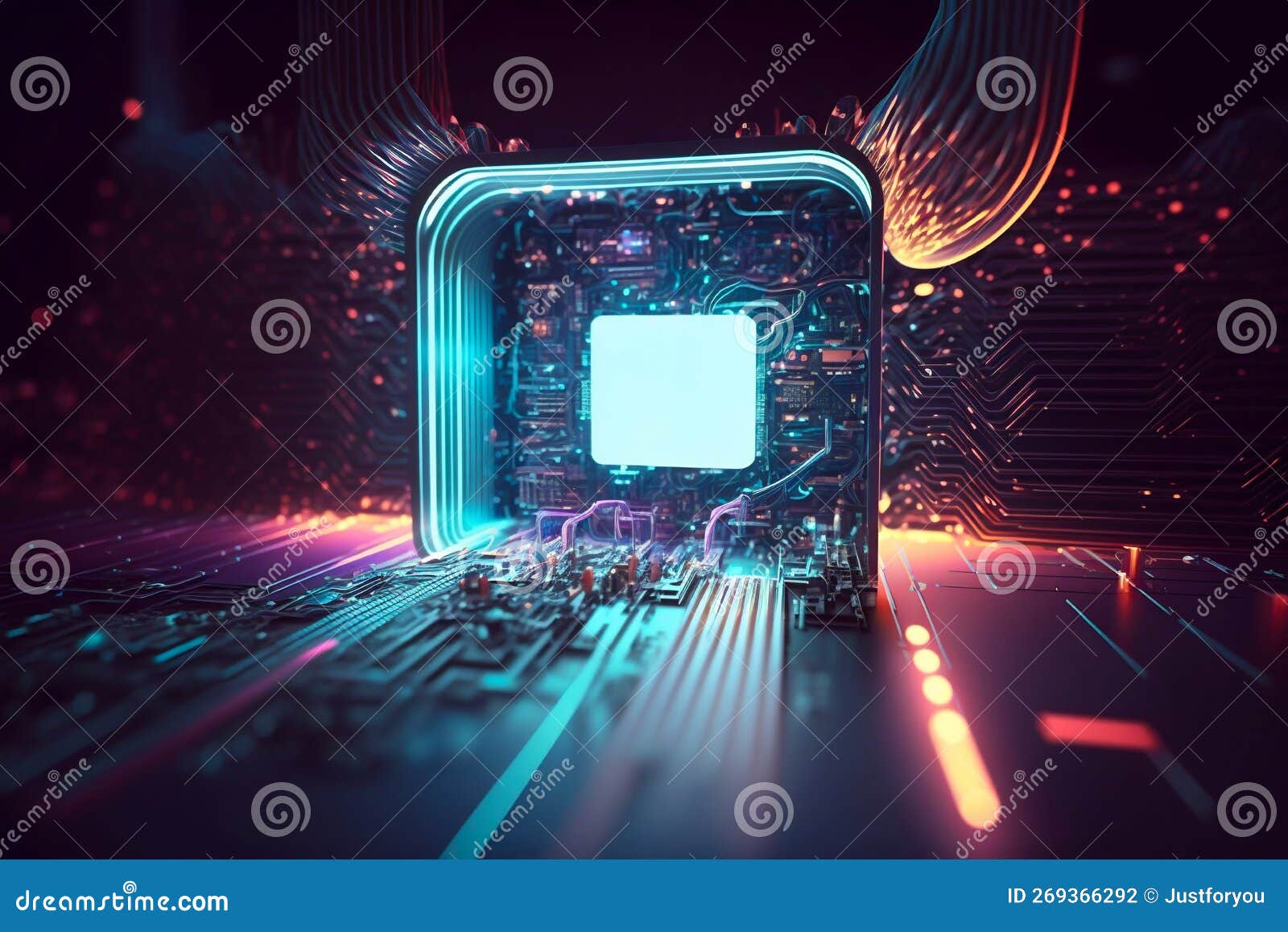 Cyber Space Connection Technology Computer Background with Chipset ...