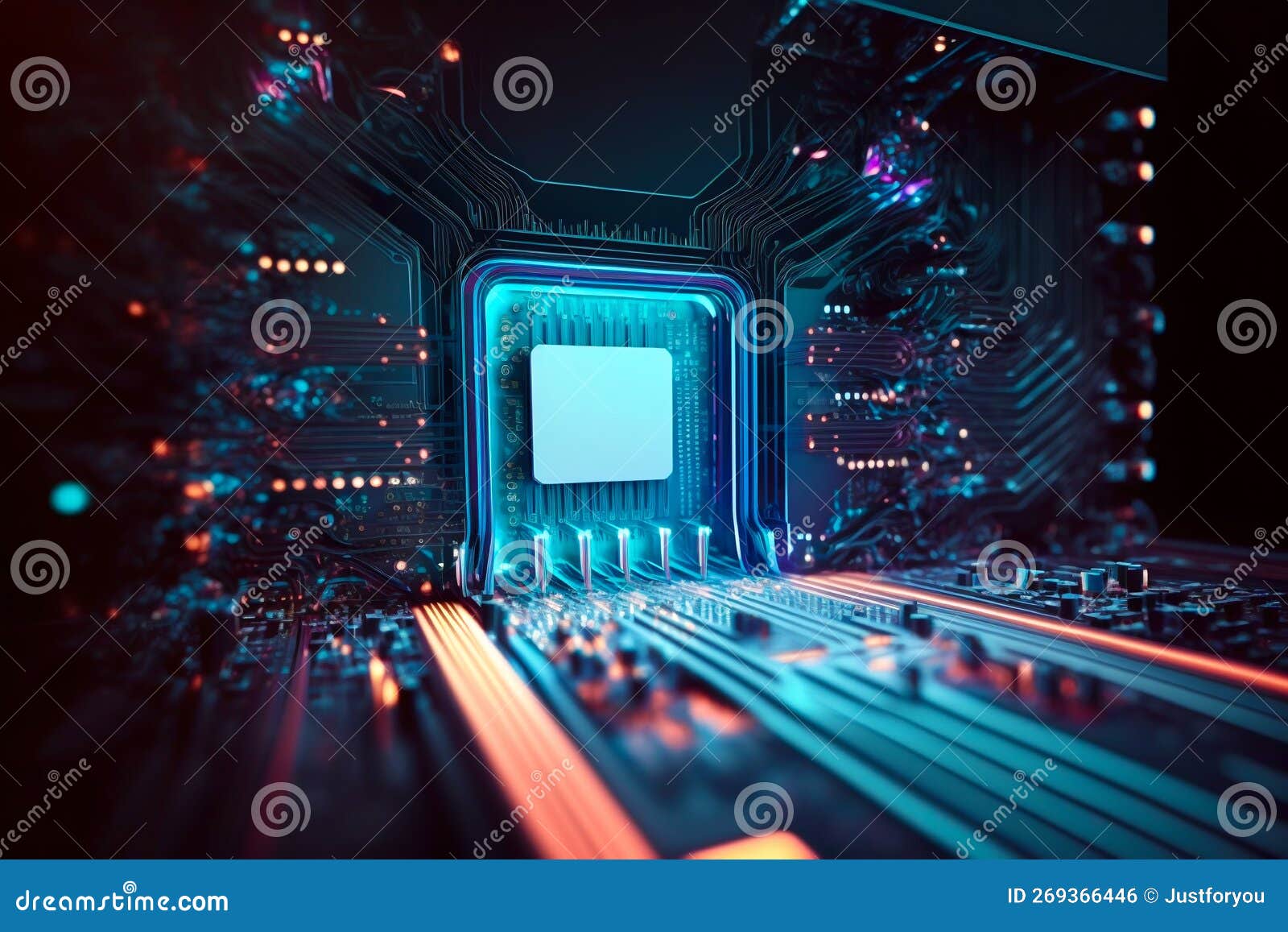 Cyber Space Connection Technology Computer Background with Chipset ...