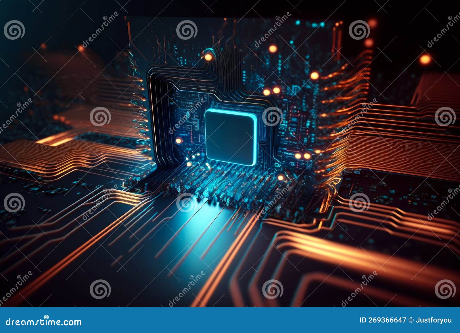 Cyber Space Connection Technology Computer Background with Chipset ...
