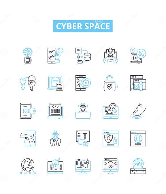 Cyber Space Vector Line Icons Set. Technology, Cyberspace, Information ...
