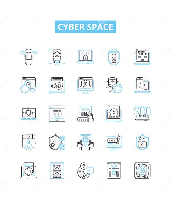 Cyber Space Vector Line Icons Set. Technology, Cyberspace, Information ...