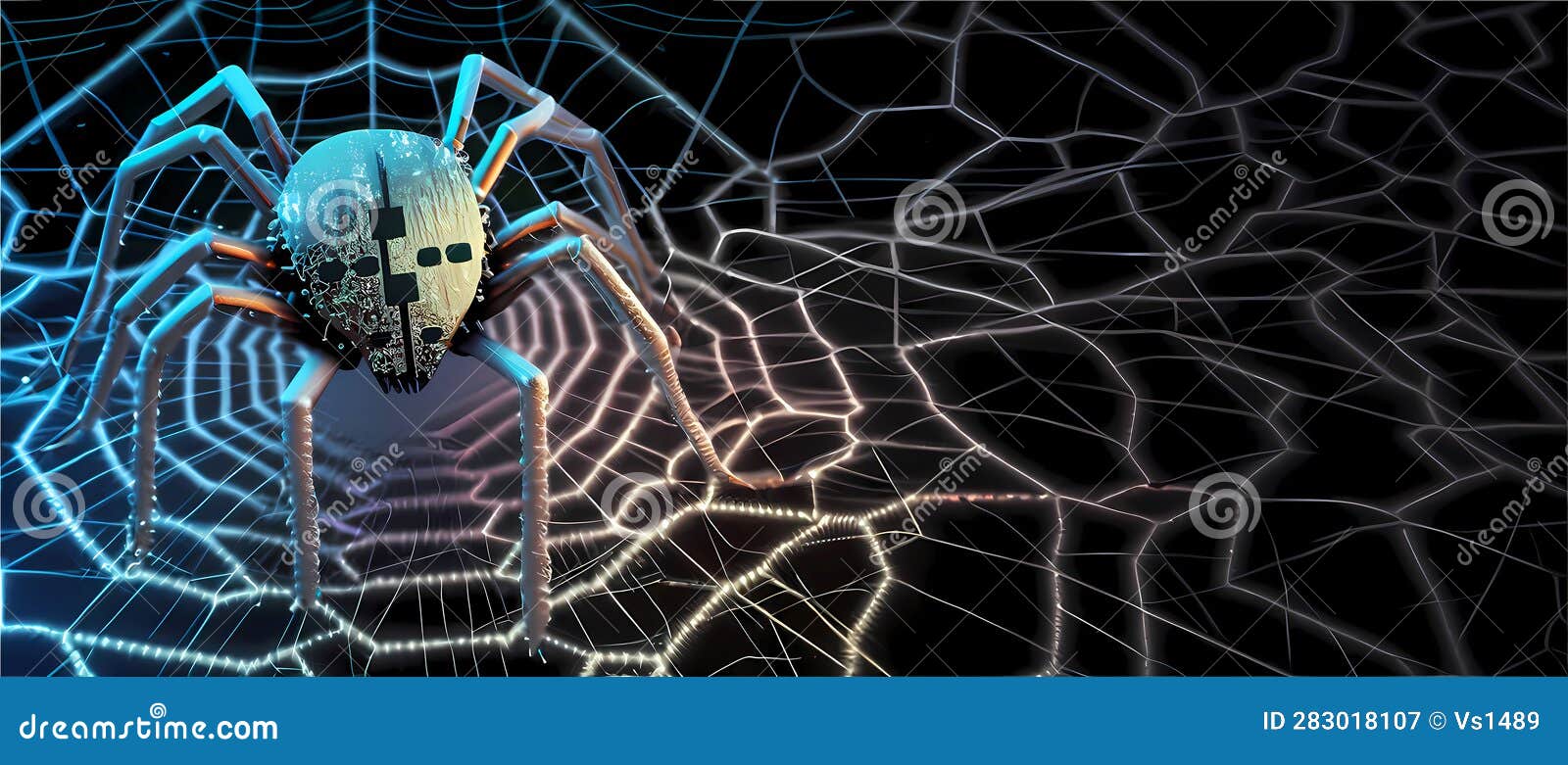 Cyber Spider on Microchip Networked on a Digital Data, Make Web Mesh ...