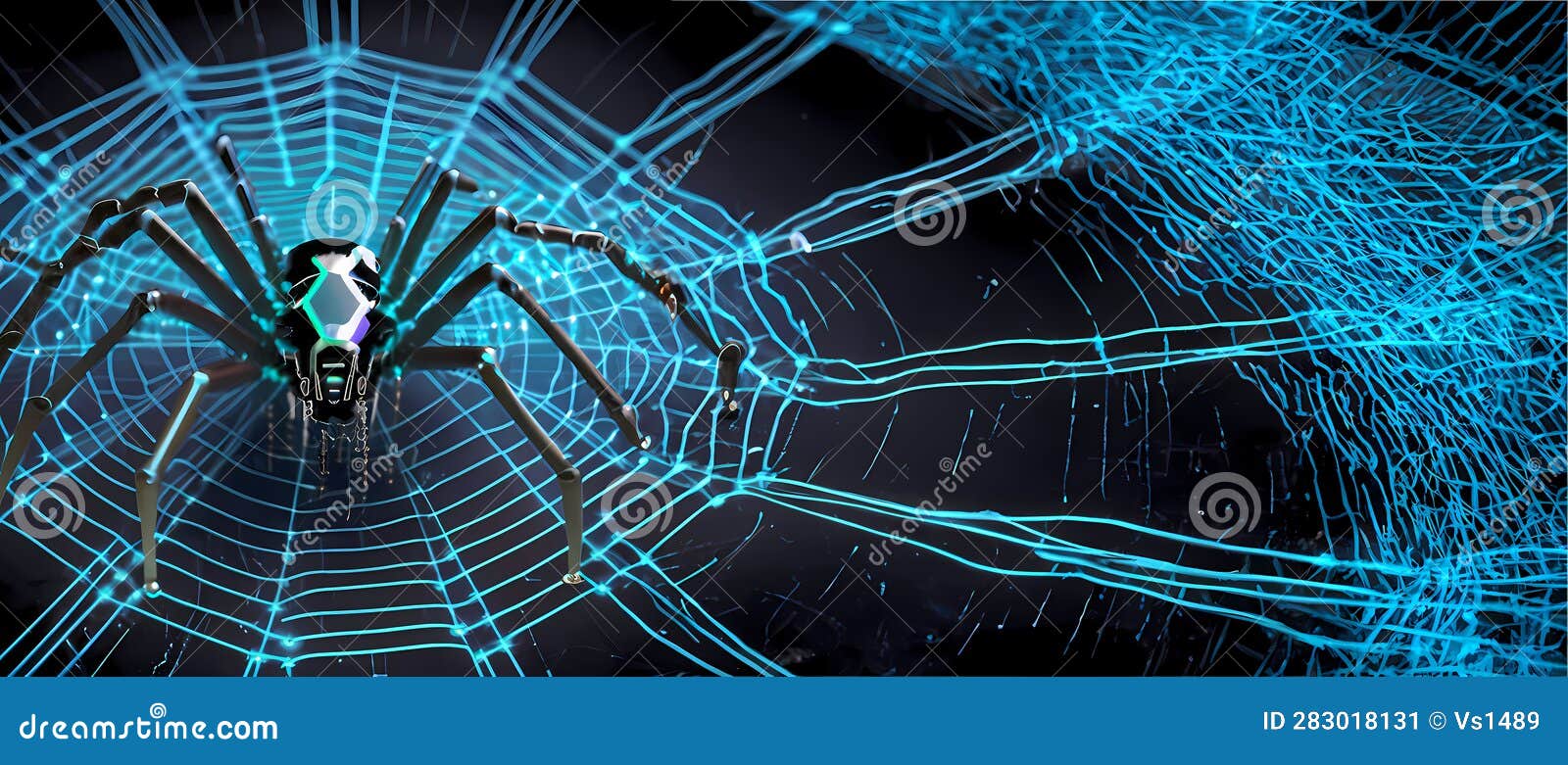 Cyber Spider on Microchip Networked on a Digital Data, Make Web Mesh ...