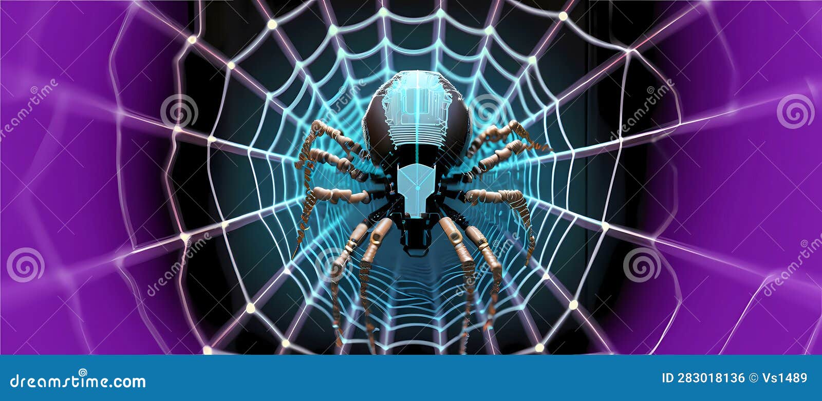 Cyber Spider on Microchip Networked on a Digital Data, Make Web Mesh ...