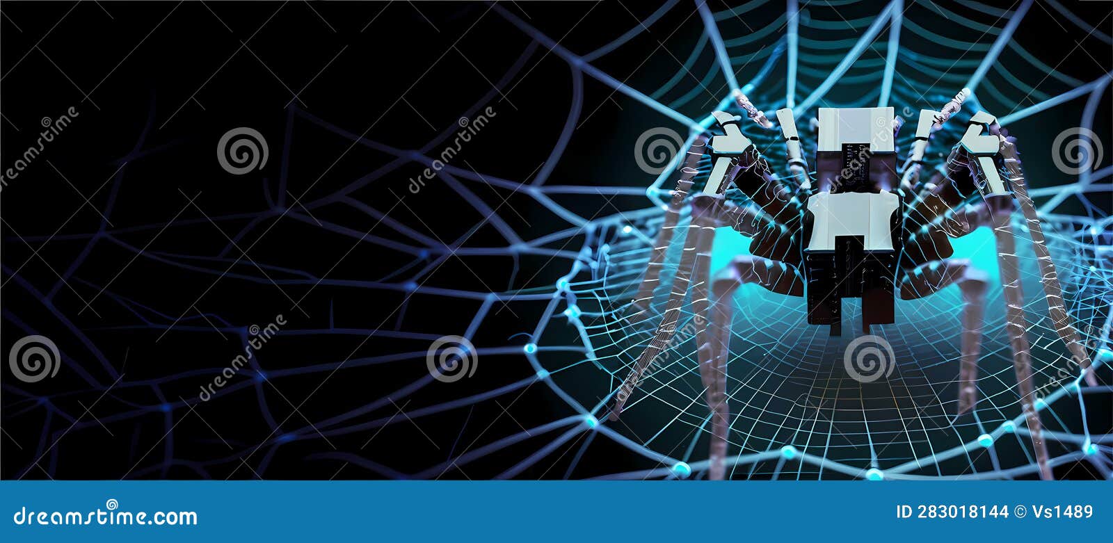 Cyber Spider on Microchip Networked on a Digital Data, Make Web Mesh ...