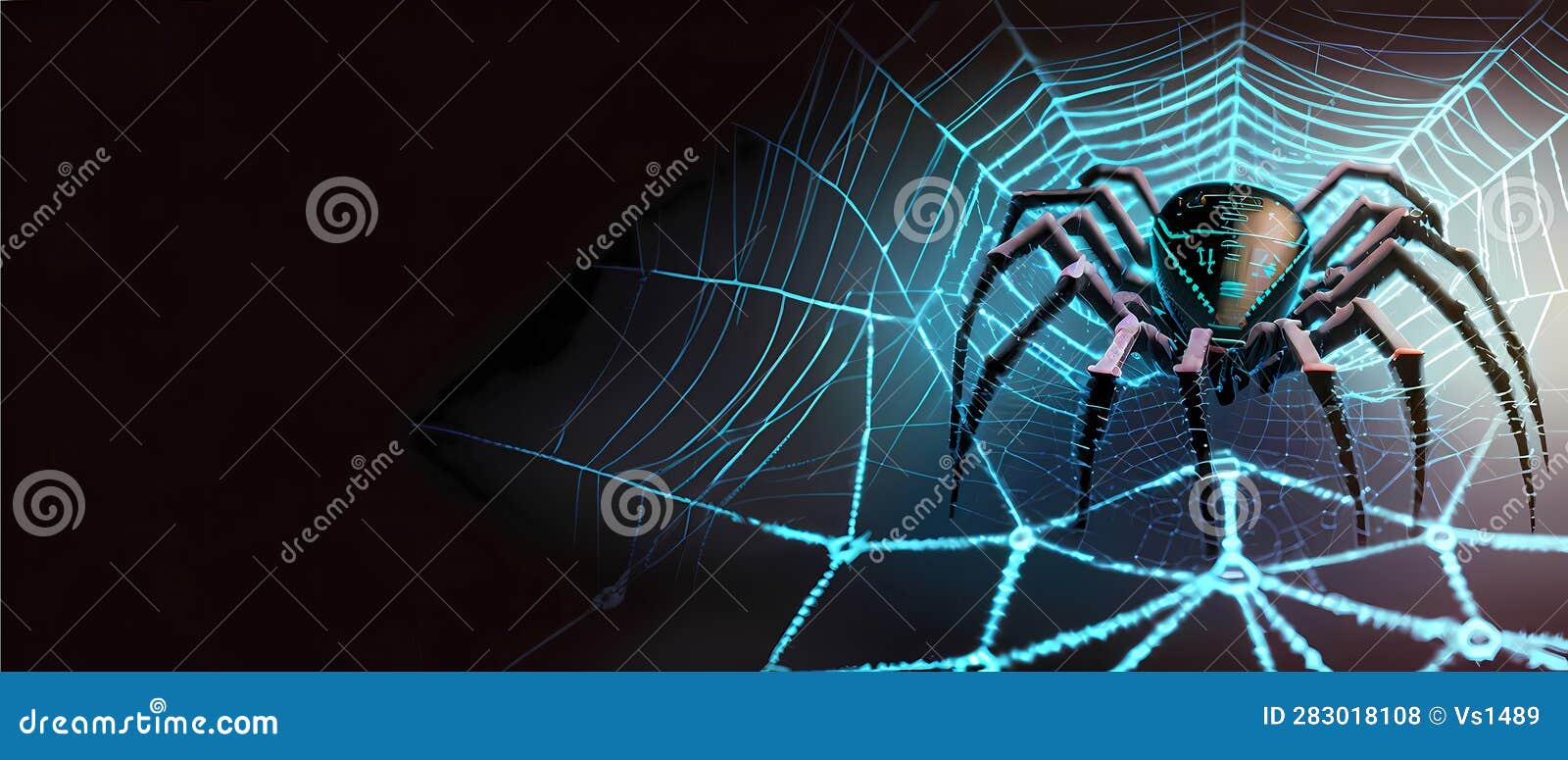 Cyber Spider on Microchip Networked on a Digital Data, Make Web Mesh ...