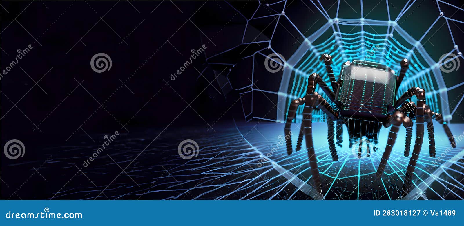 Cyber Spider on Microchip Networked on a Digital Data, Make Web Mesh ...