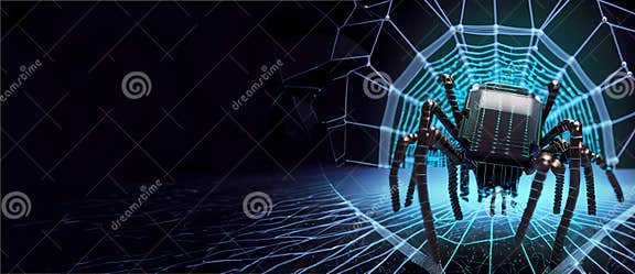 Cyber Spider on Microchip Networked on a Digital Data, Make Web Mesh ...