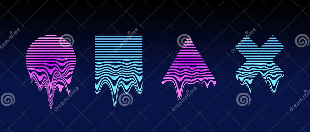 Vector Shapes Square Circle Triangle Cross with Drip Effect Stock ...