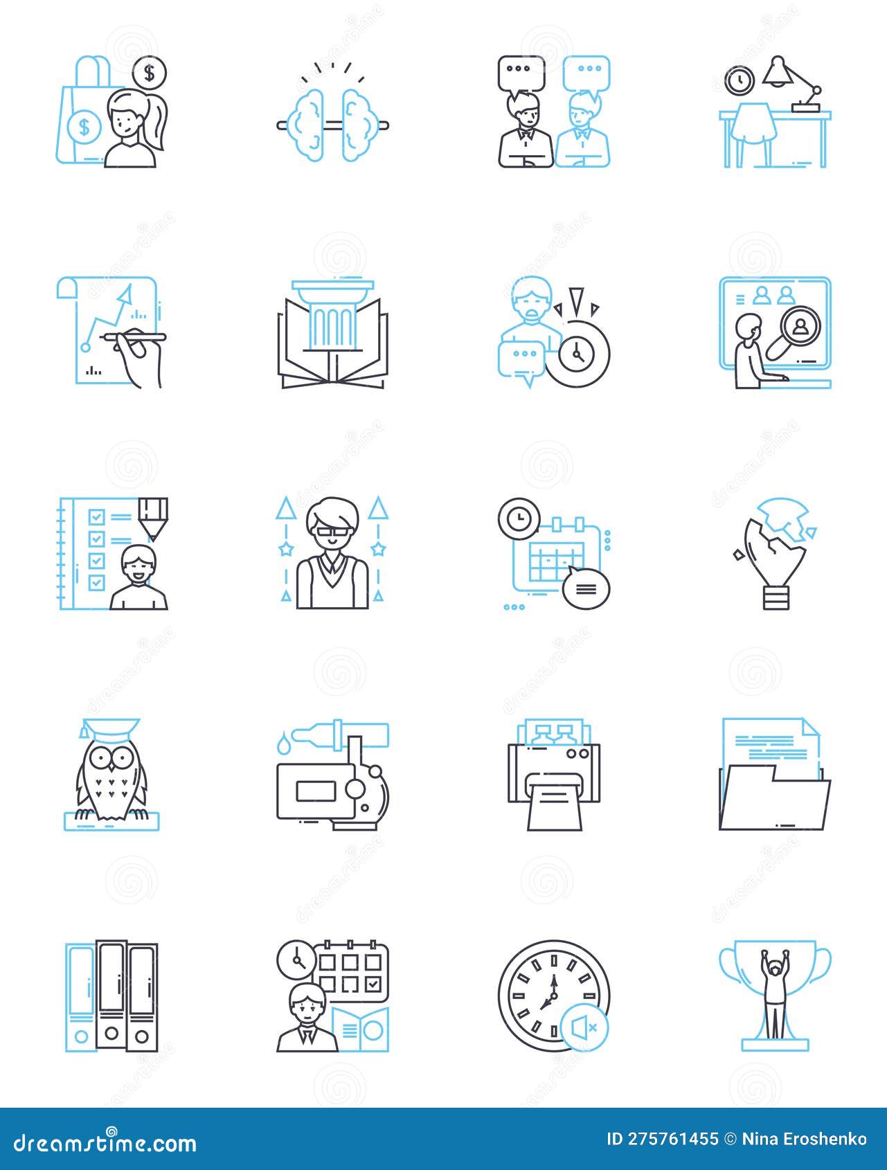Cyber Study Linear Icons Set. Cybersecurity, Hack, Phishing, Encryption ...