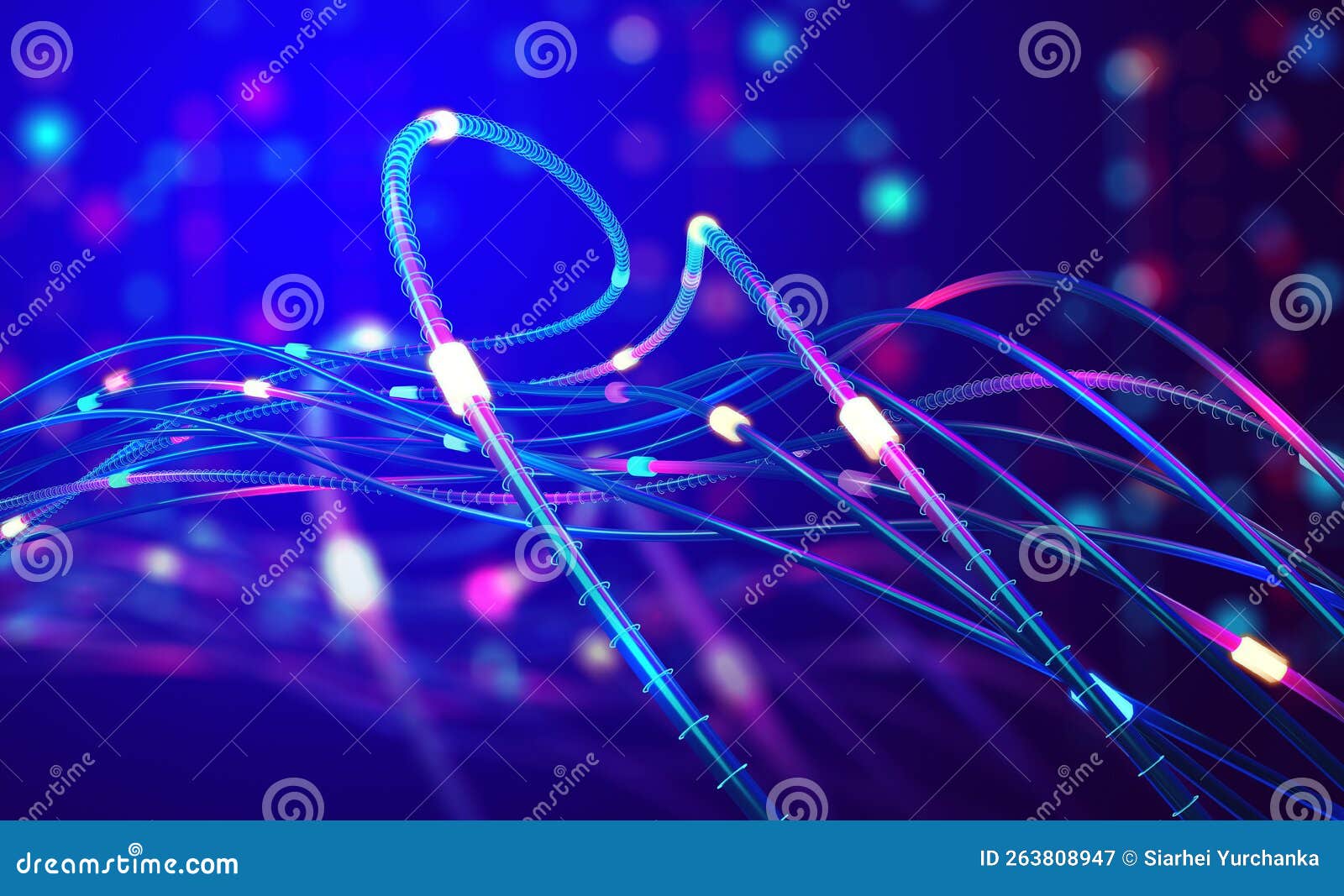 Cyber Techno Metaverse. Network Cable, Twisted Wire Stock Illustration ...