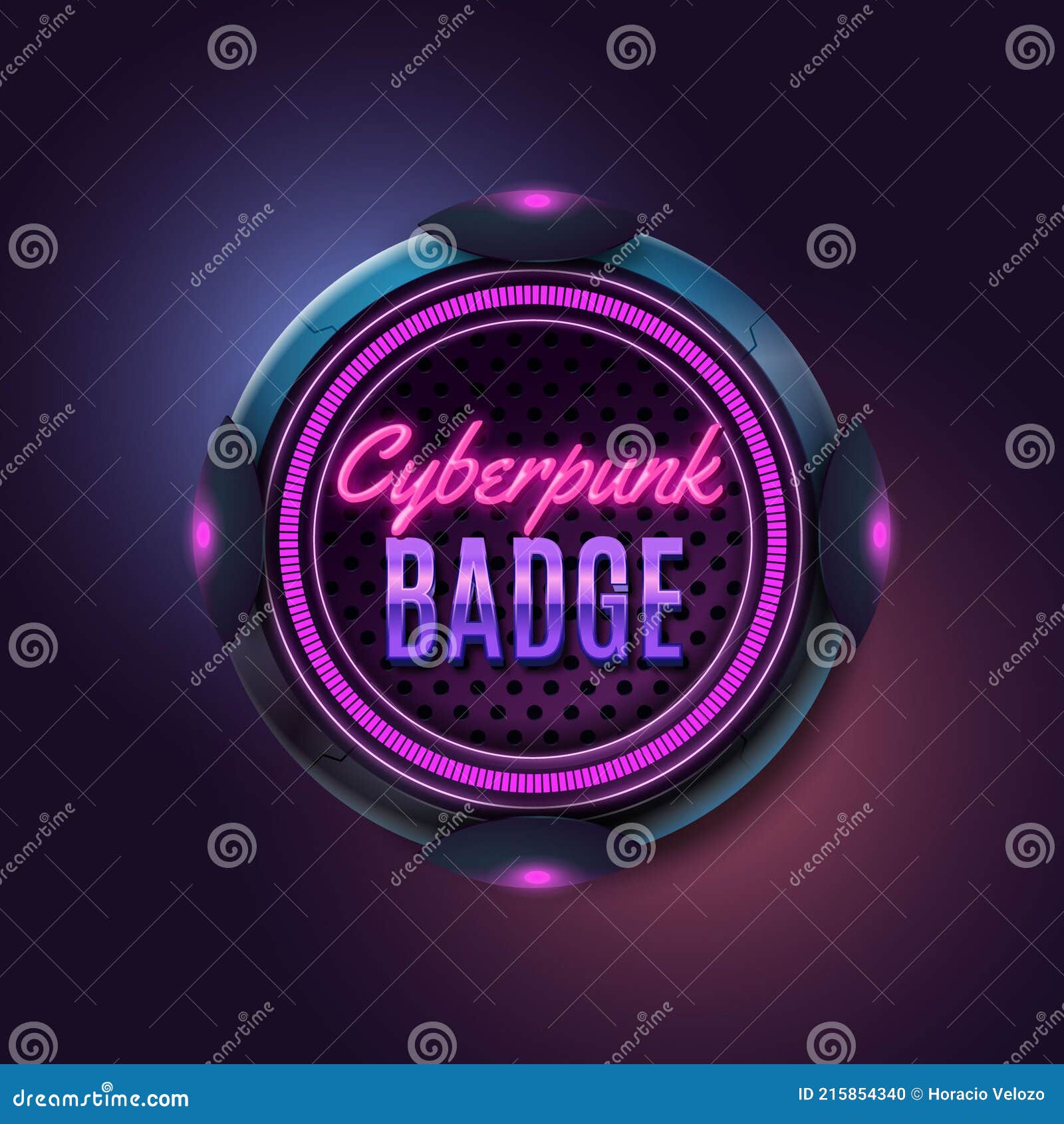 Cyber Technologic Round Badge with Text Stock Vector - Illustration of ...