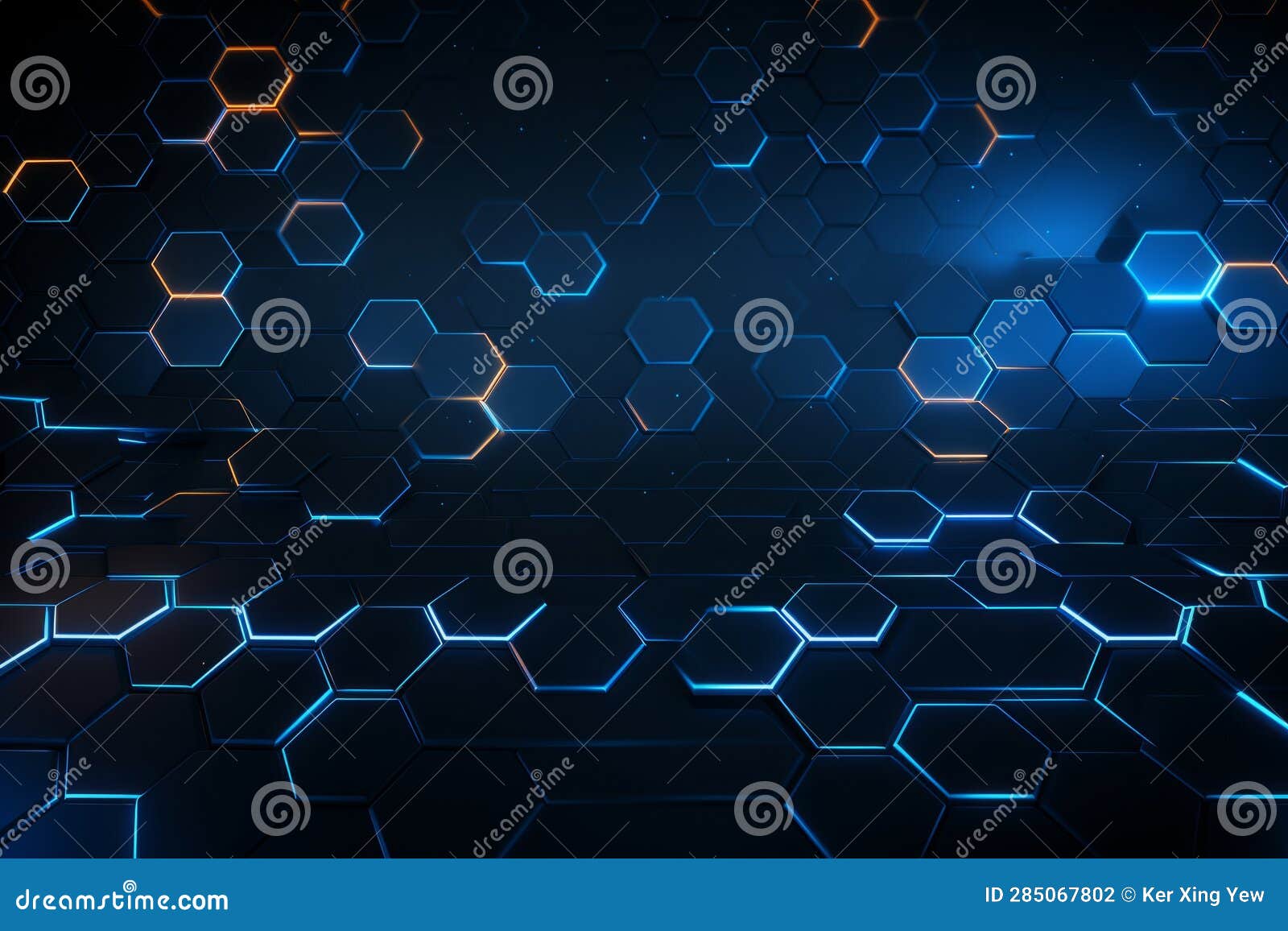 Cyber Technology Backdrop with Hexagon Elements Stock Illustration ...