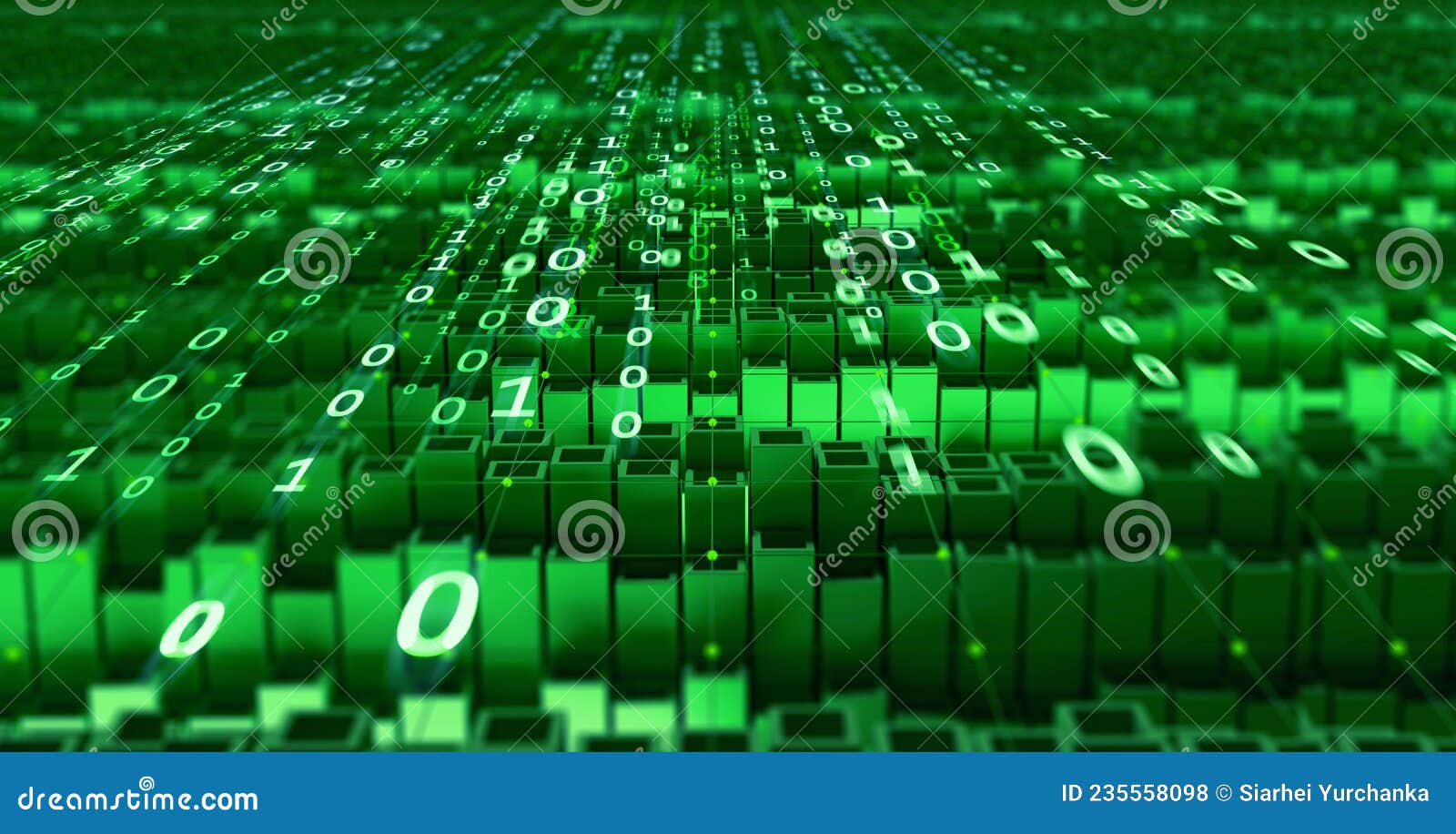 Digital Data Field and Binary Code Elements. Futuristic Cyberspace of ...