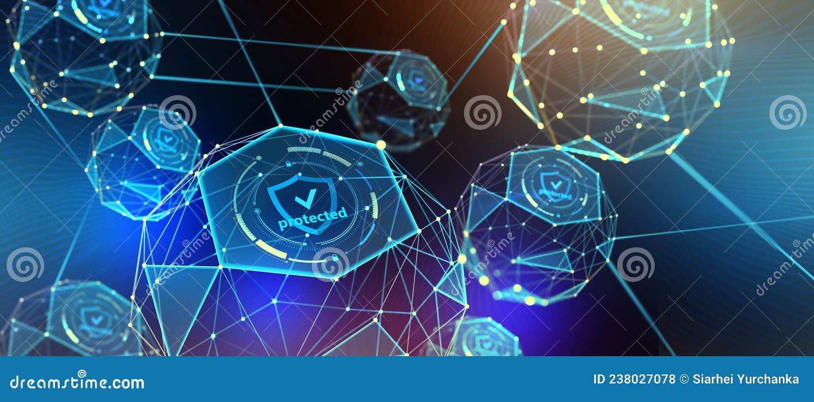 Cyber Technology, Data Protection, Secure Connection. Network Structure ...