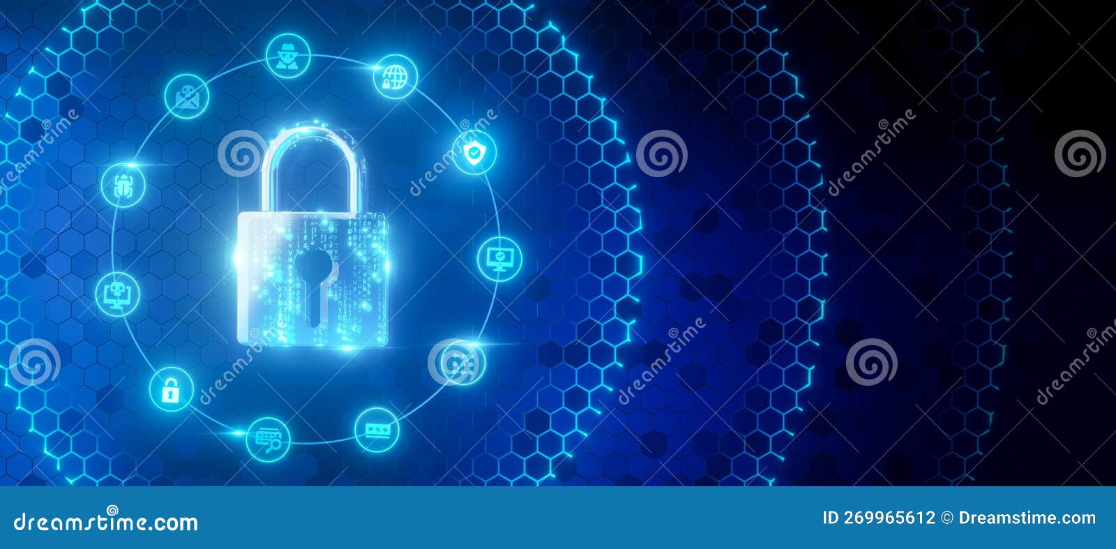 Cyber Technology Security, Network Protection Background Design Stock ...